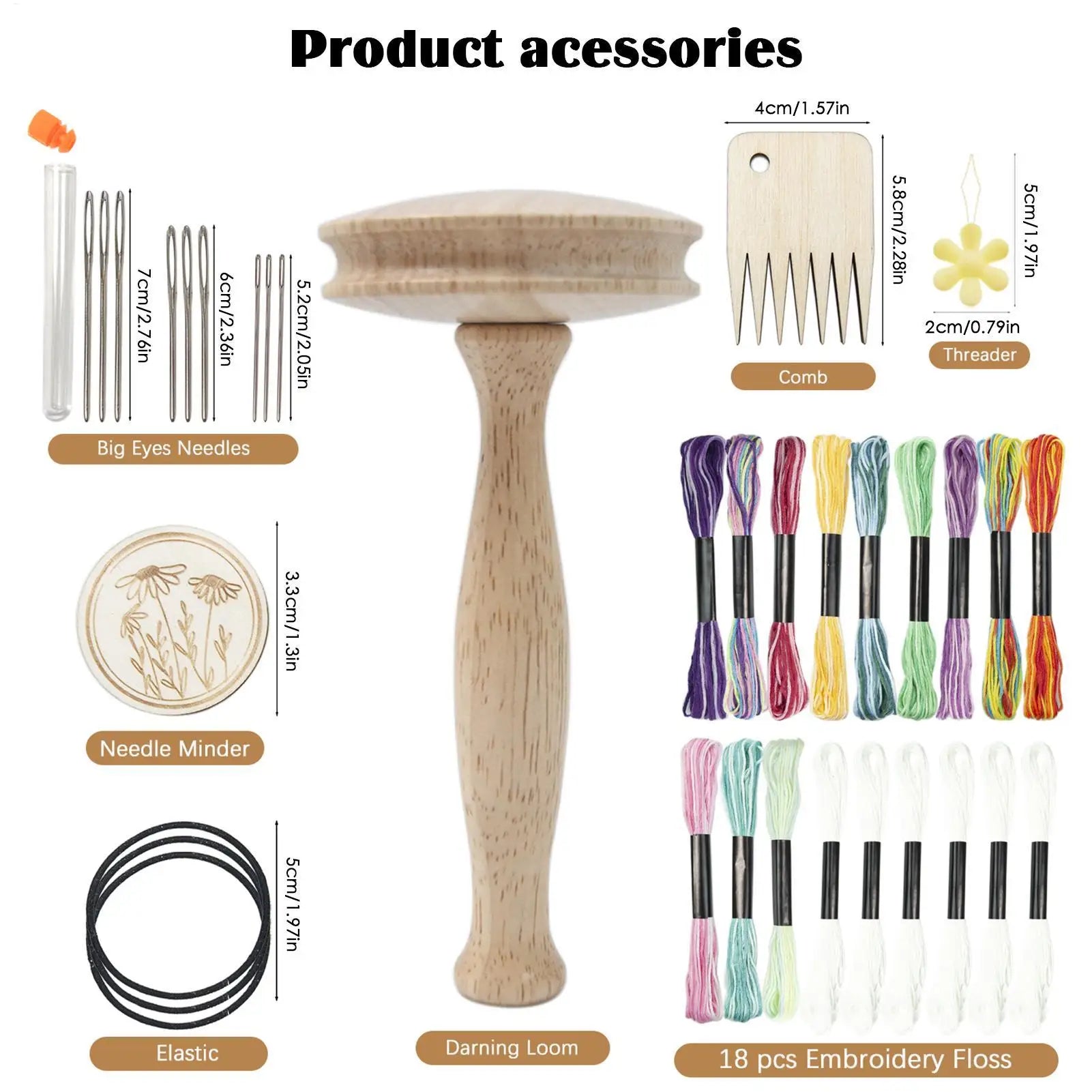 Sock Darning Kit with Detachable Wooden Mushroom, Sewing Repair Tool S ...