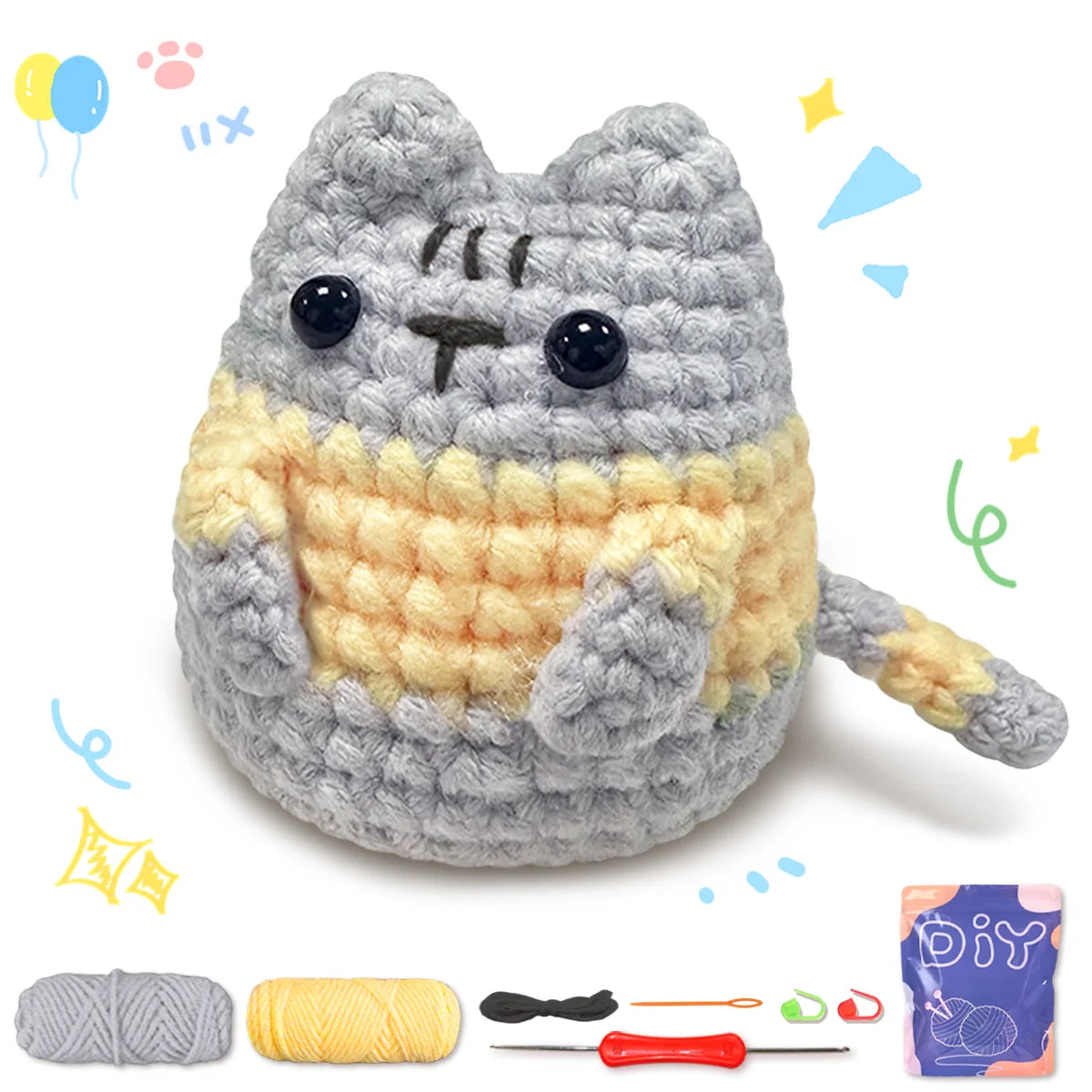 KittyLoop – Little Grey Cat Crochet Kit for Beginners – thecraftyculture